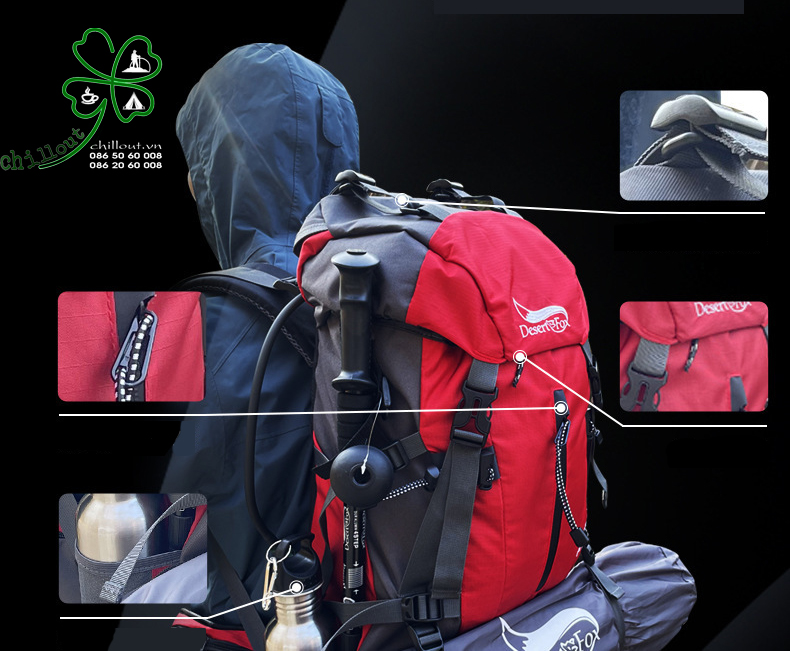 BALO LEO NÚI, TREKKING 60 LÍT, DESERT FOX - Chillout Shop