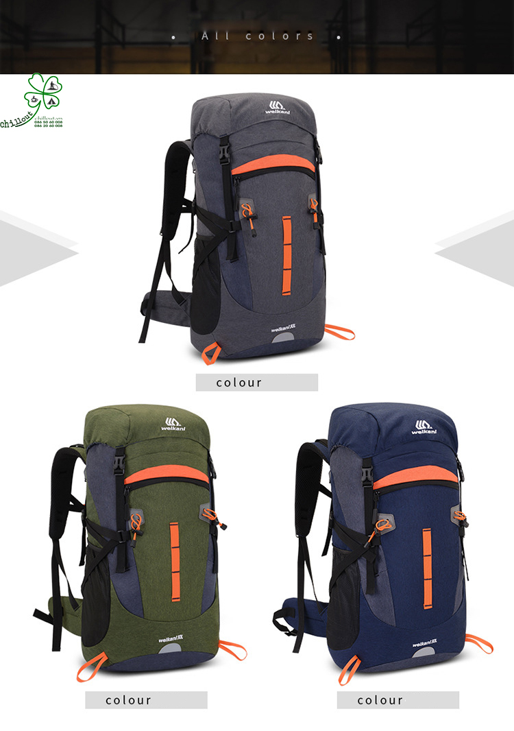 BALO 50 LÍT LEO NÚI, TREKKING, ĐI PHƯỢT, DU LỊCH, WEIKANI - Chillout Shop